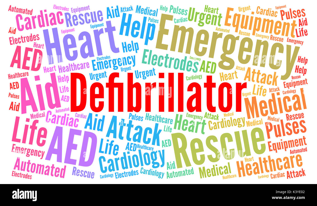Defibrillator word cloud illustration Stock Photo - Alamy