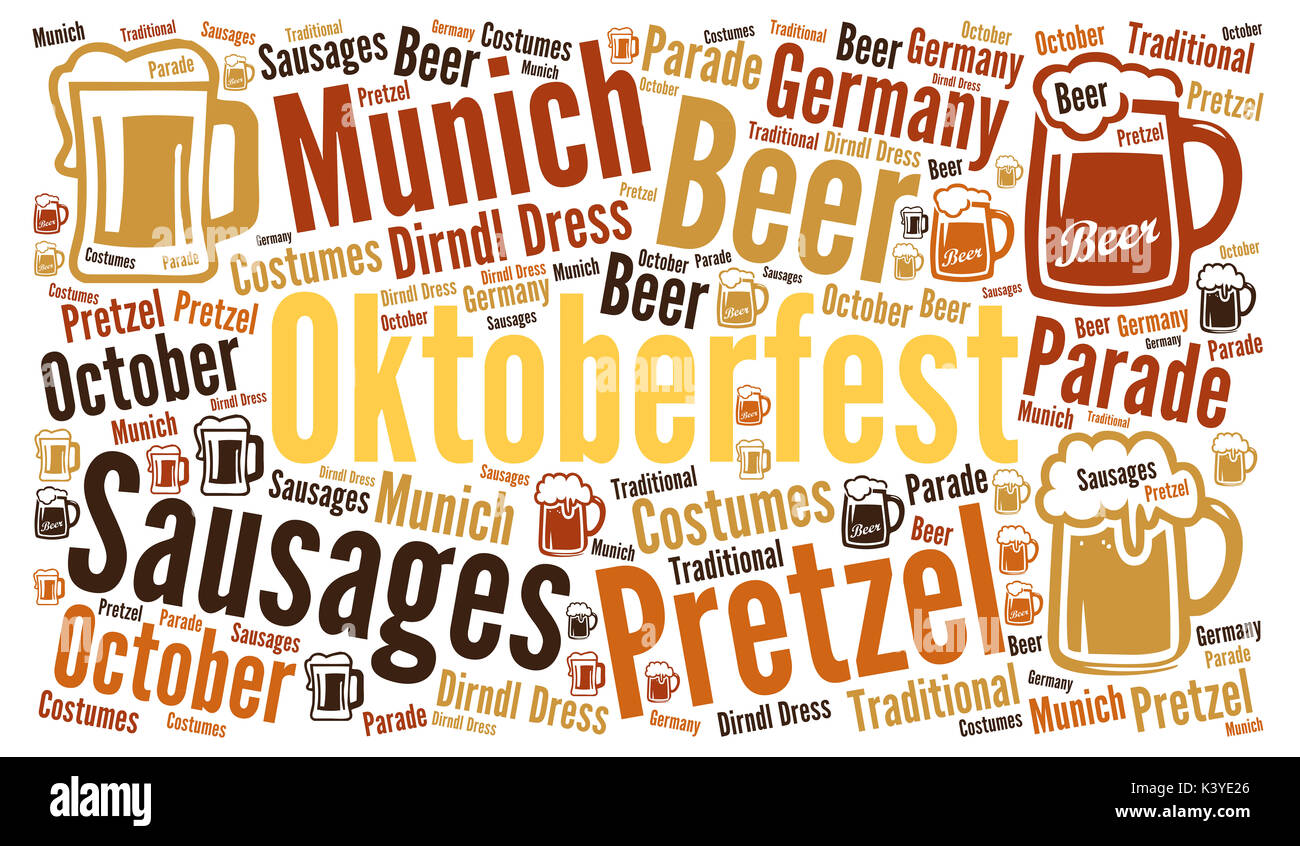 Oktoberfest illustration word cloud Stock Photo - Alamy