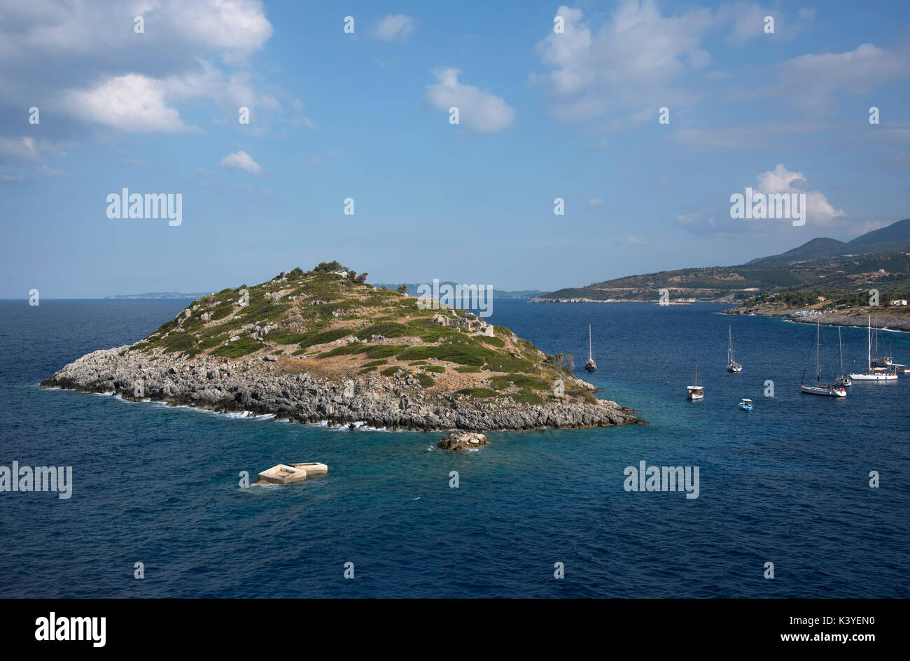 Small island with ruins of a chapel and watchtower, Vardiola St ...