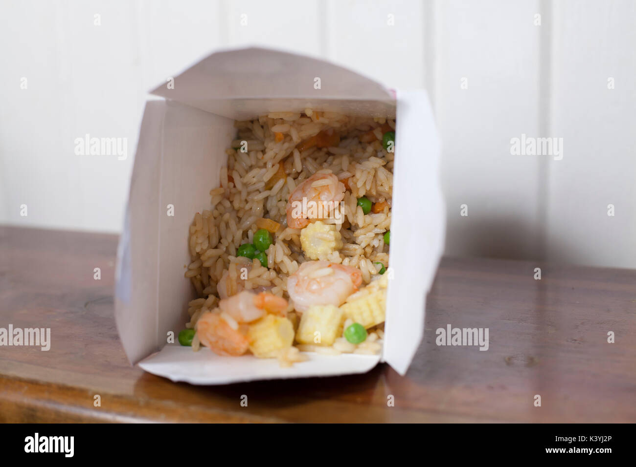 Take out box of shrimp and fried rice Stock Photo - Alamy