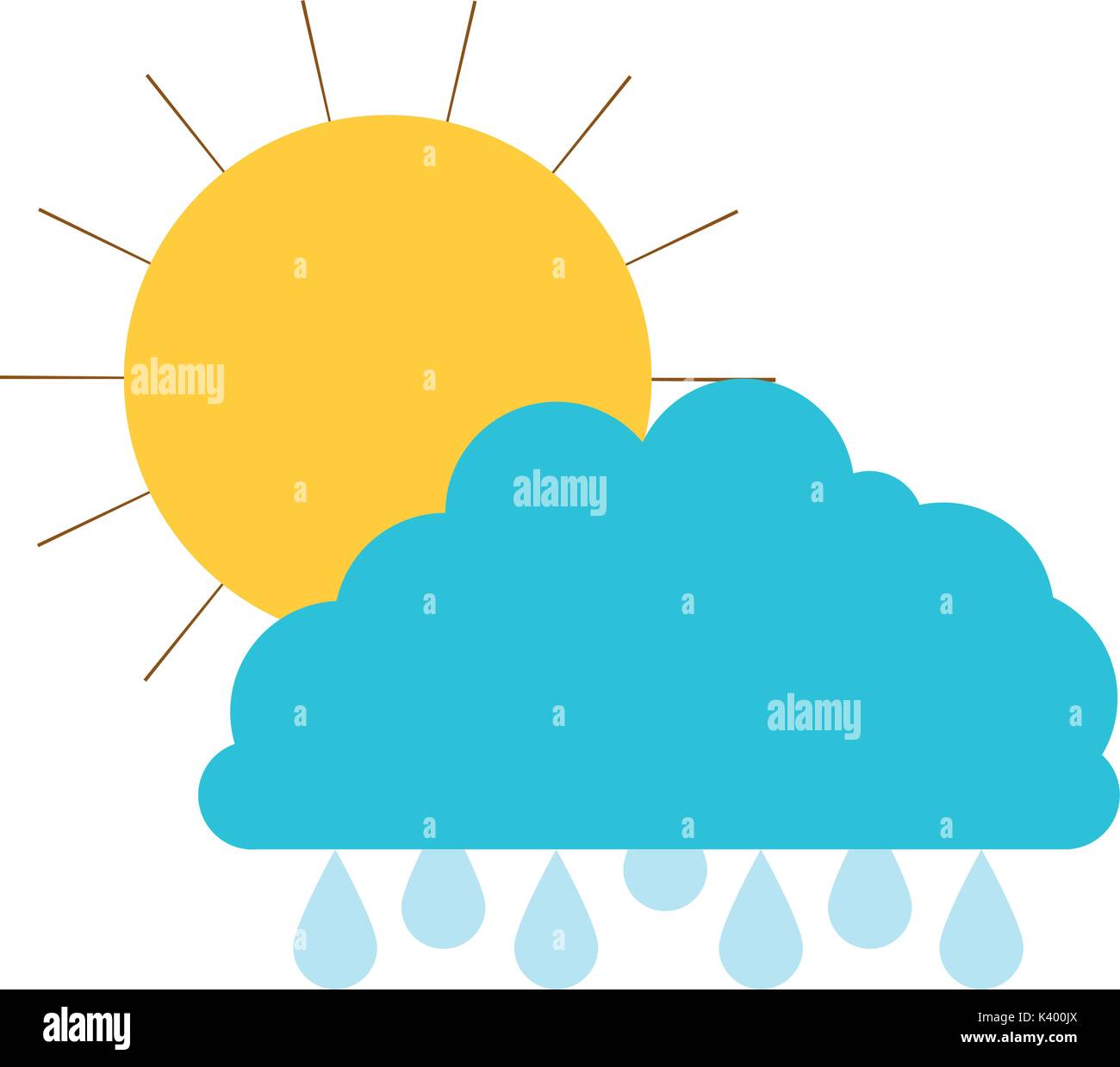 sun and cloud with drops rain colorful silhouette Stock Vector Image ...