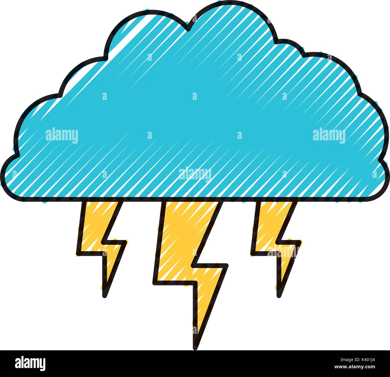 cloud with lightnings in colored crayon silhouette Stock Vector Image ...