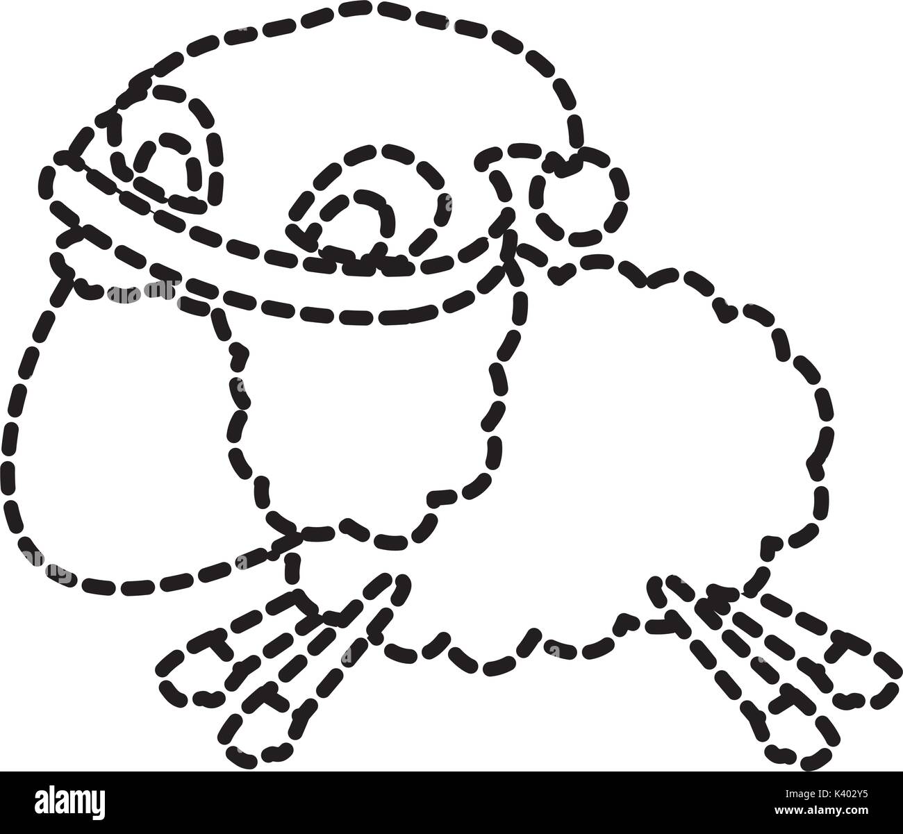 sheep animal faceless with sleeping cap jumping dotted silhouette on ...