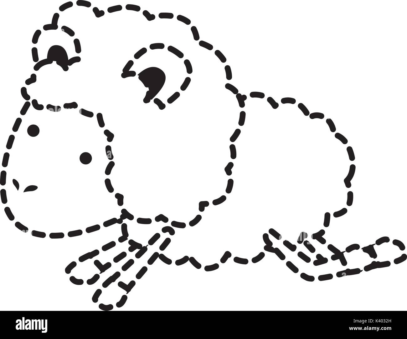 sheep animal jumping dotted silhouette on white background Stock Vector ...