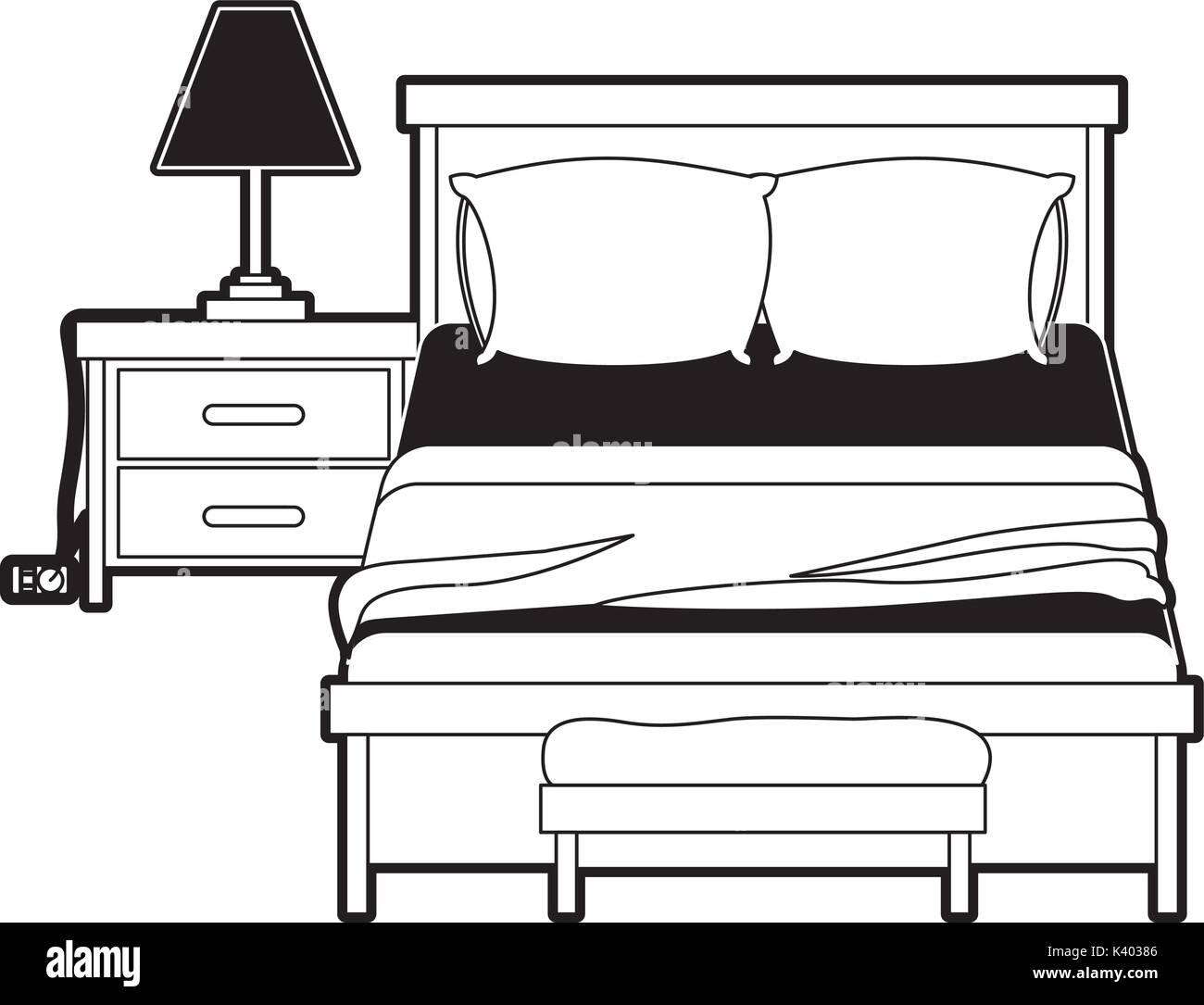 Bed Clipart Black And White
