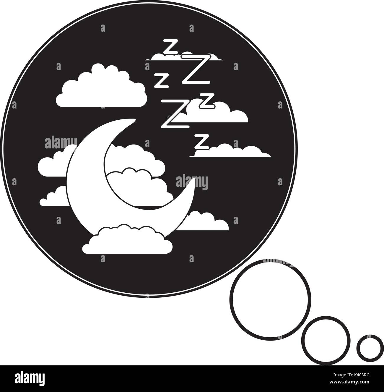 bubble call out with night landscape and snoring sign silhouette on ...