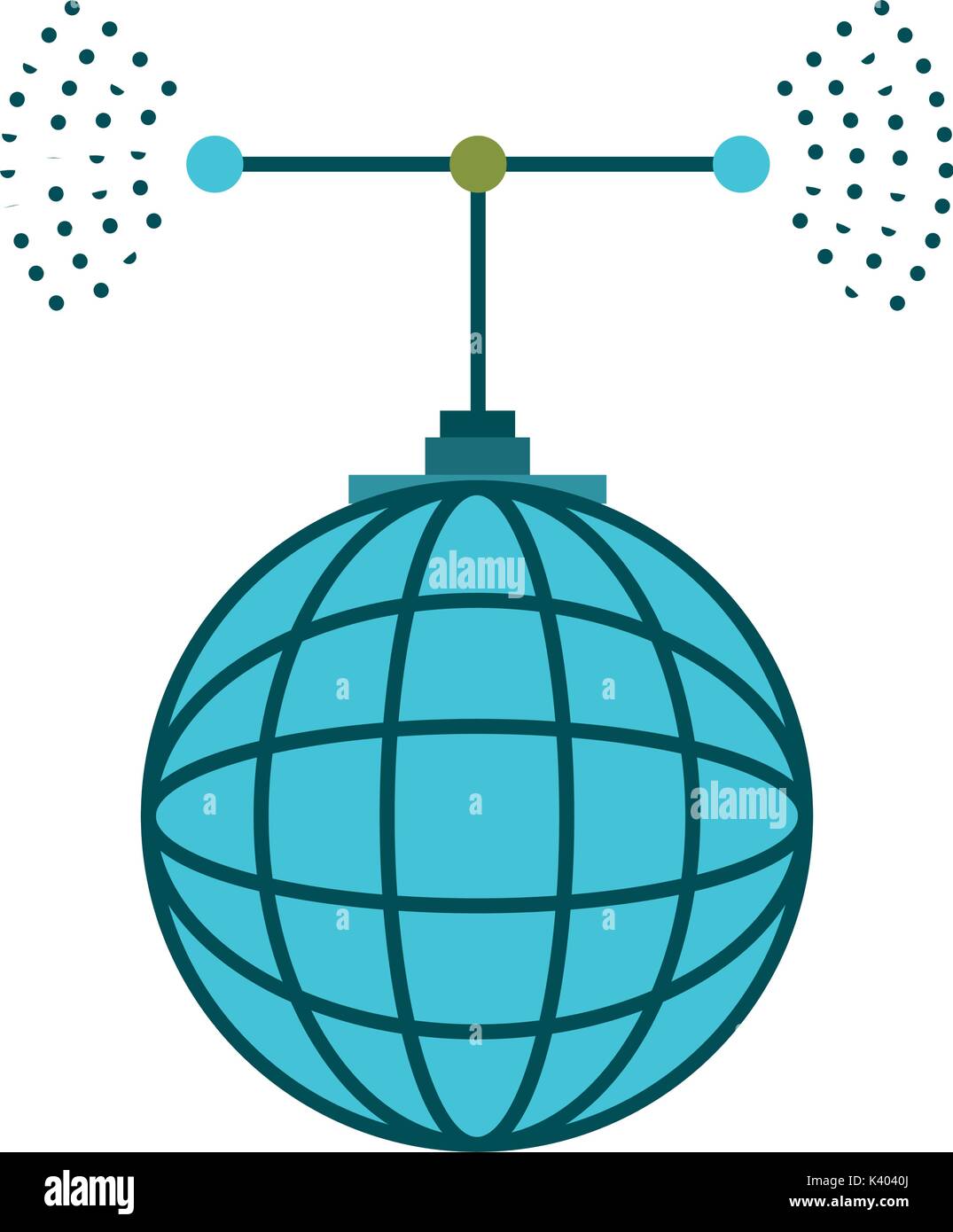 global grid map with antenna colorful silhouette on white background ...