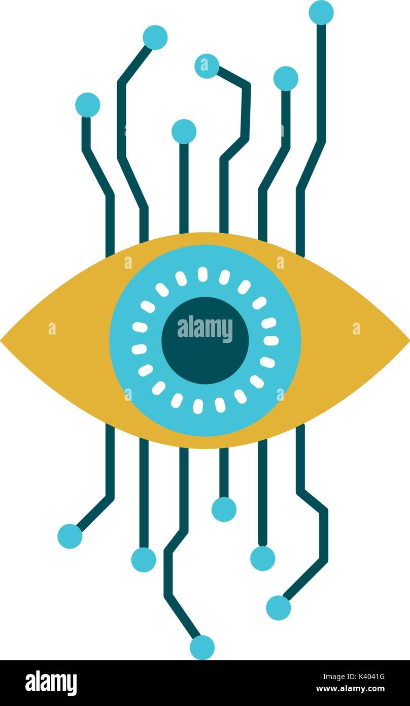 eye cyber security colorful silhouette on white background Stock Vector ...