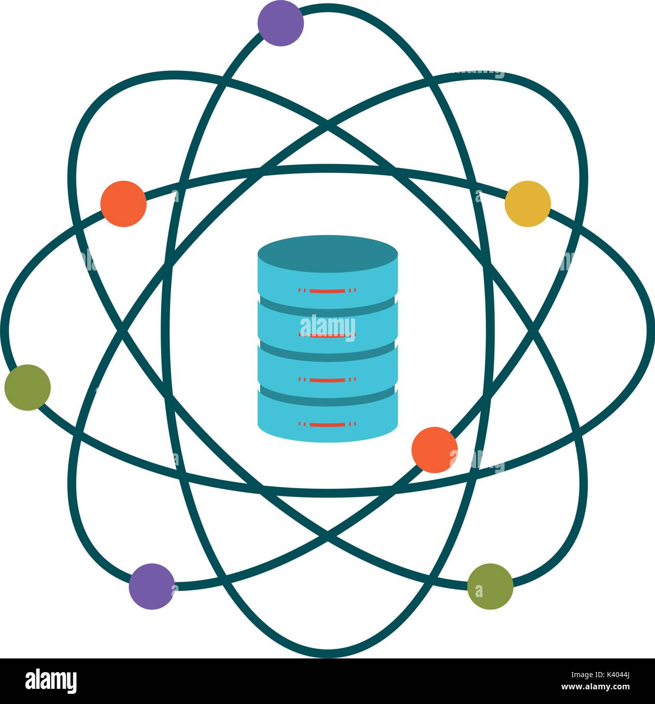 data science atom around of server file colorful silhouette on white ...