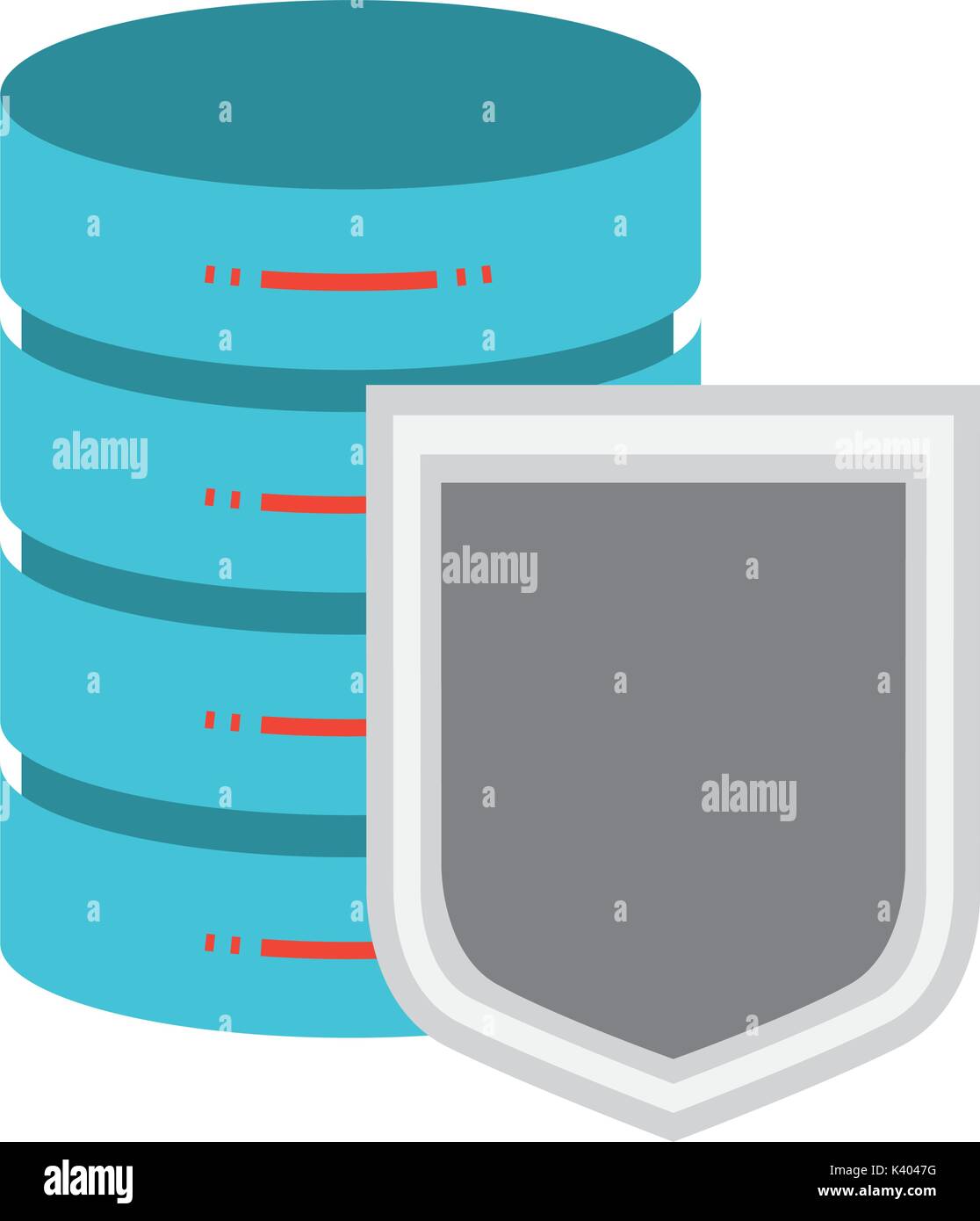 cloud security with shield and server colorful silhouette on white ...