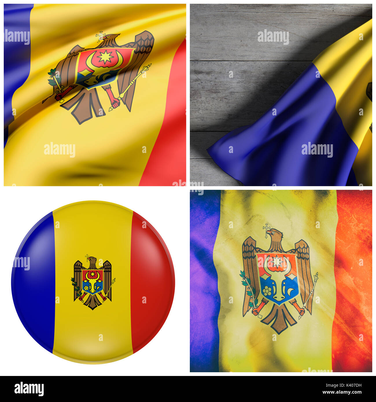 Composition of four 3d rendering Moldova flags Stock Photo - Alamy