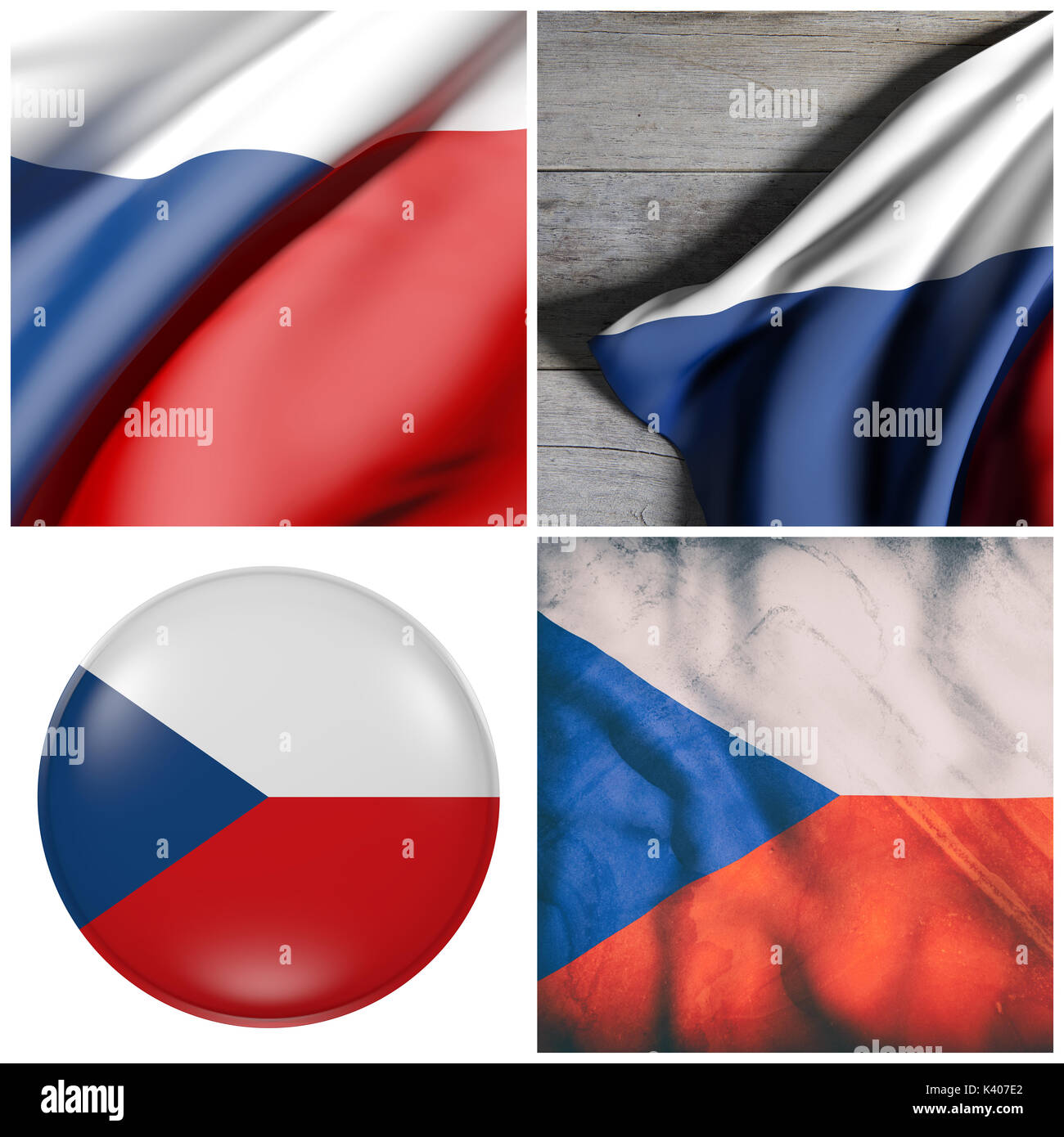 Composition of four 3d rendering Czech Republic flags Stock Photo - Alamy
