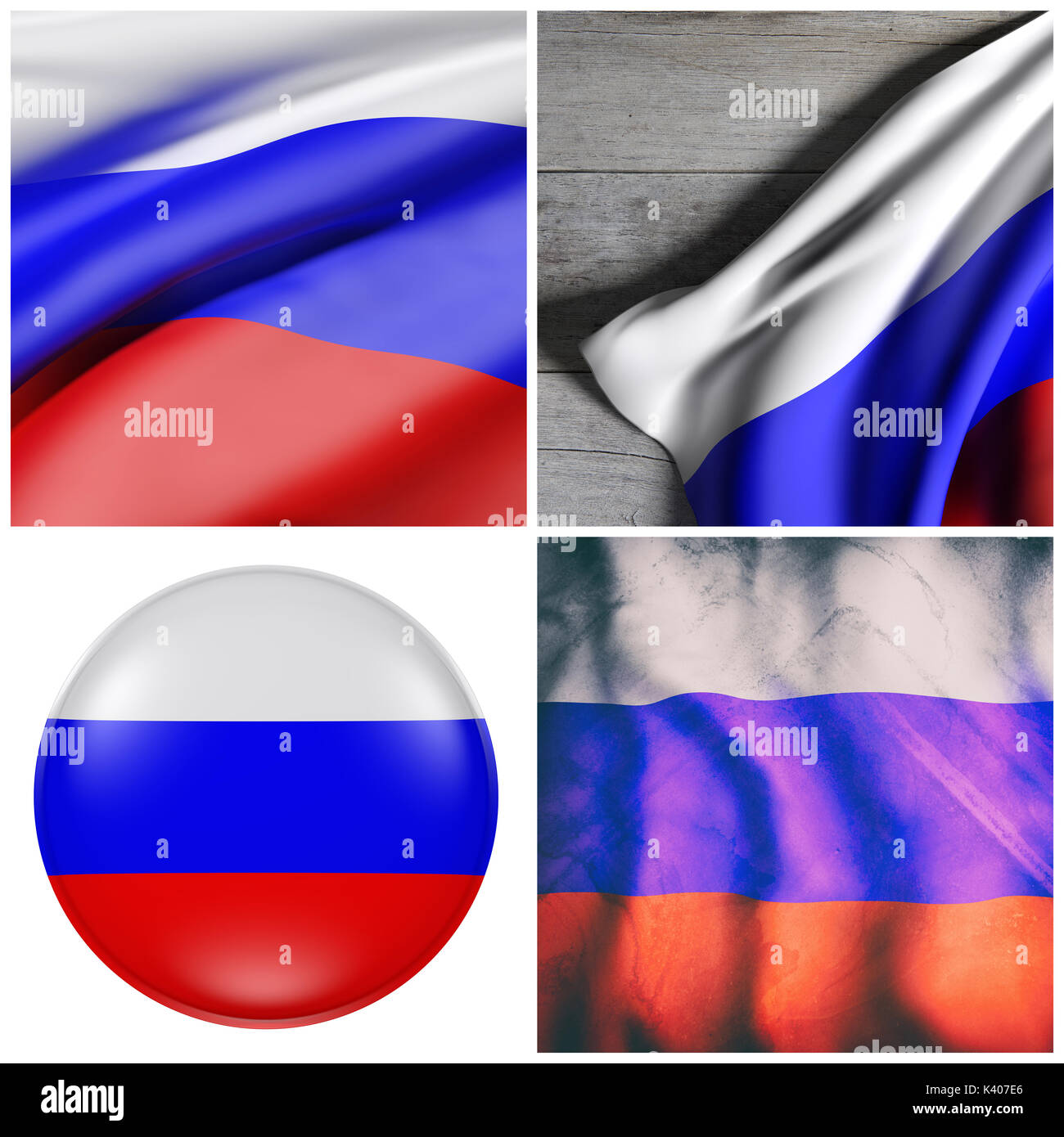 3d rendering of a composition of four Russian Federation flags Stock ...