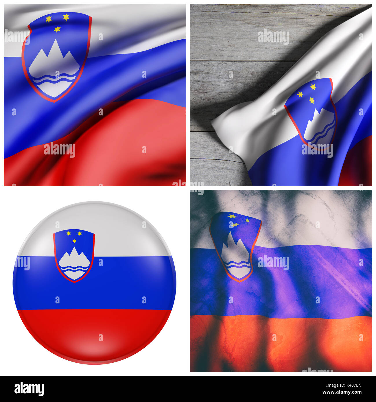 3d rendering of a composition of four Slovenia flags Stock Photo - Alamy