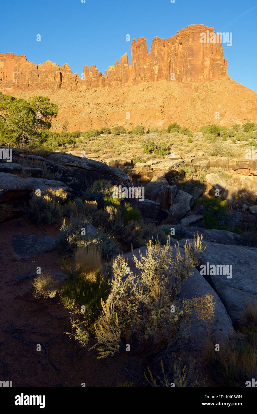 rocky cliff in the area known as Indian Creek, near Canyonlands, Moab ...