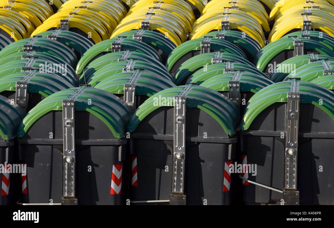 Bins group for garbage and plastic recycling Stock Photo - Alamy