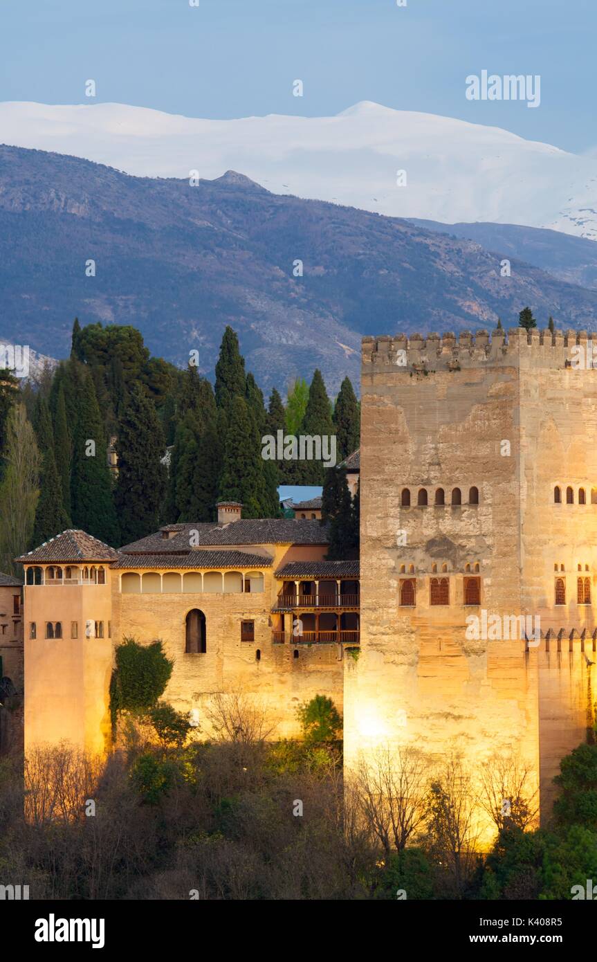 famous view of the Alhambra in Granada, the bottom of the image shows ...
