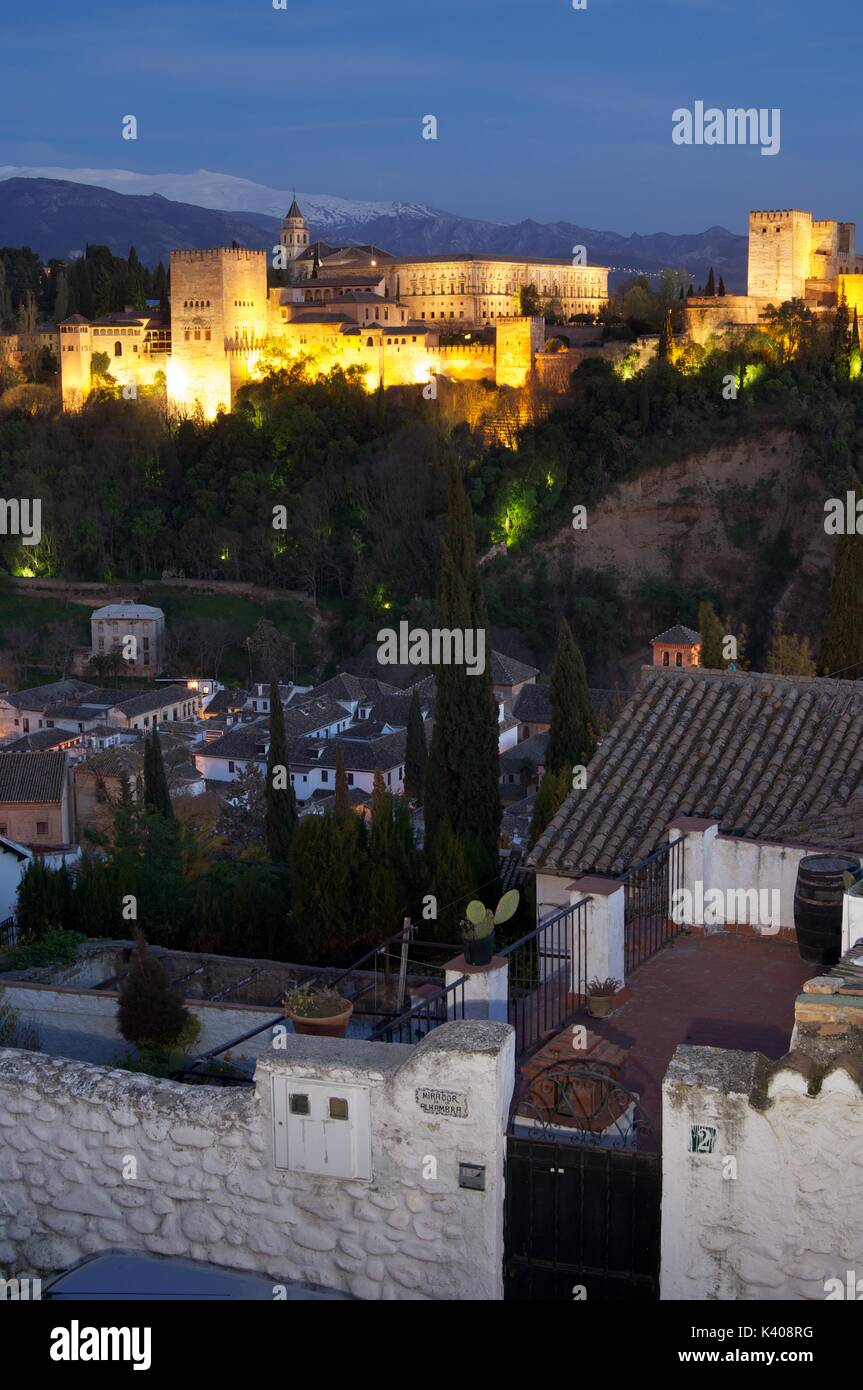 famous view of the Alhambra in Granada, the bottom of the image shows ...