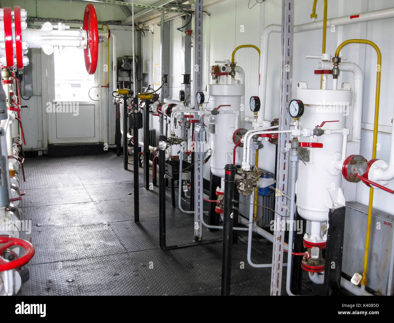 Oil metering equipment. Filters, valves and other equipment Stock Photo ...