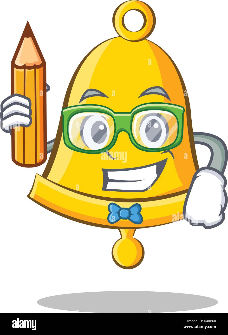 Student with pencil school bell character cartoon Stock Vector Image & Art - Alamy