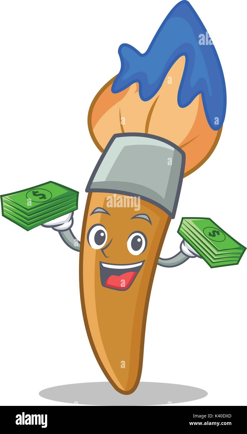 With money paint brush character cartoon Stock Vector Image & Art - Alamy