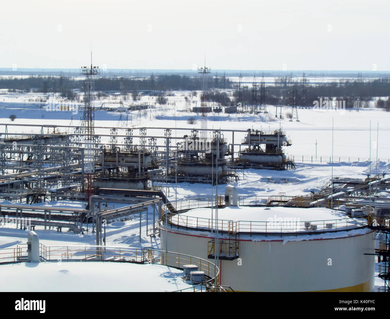 The industrial facility of the oil company. Oilfield equipment ...