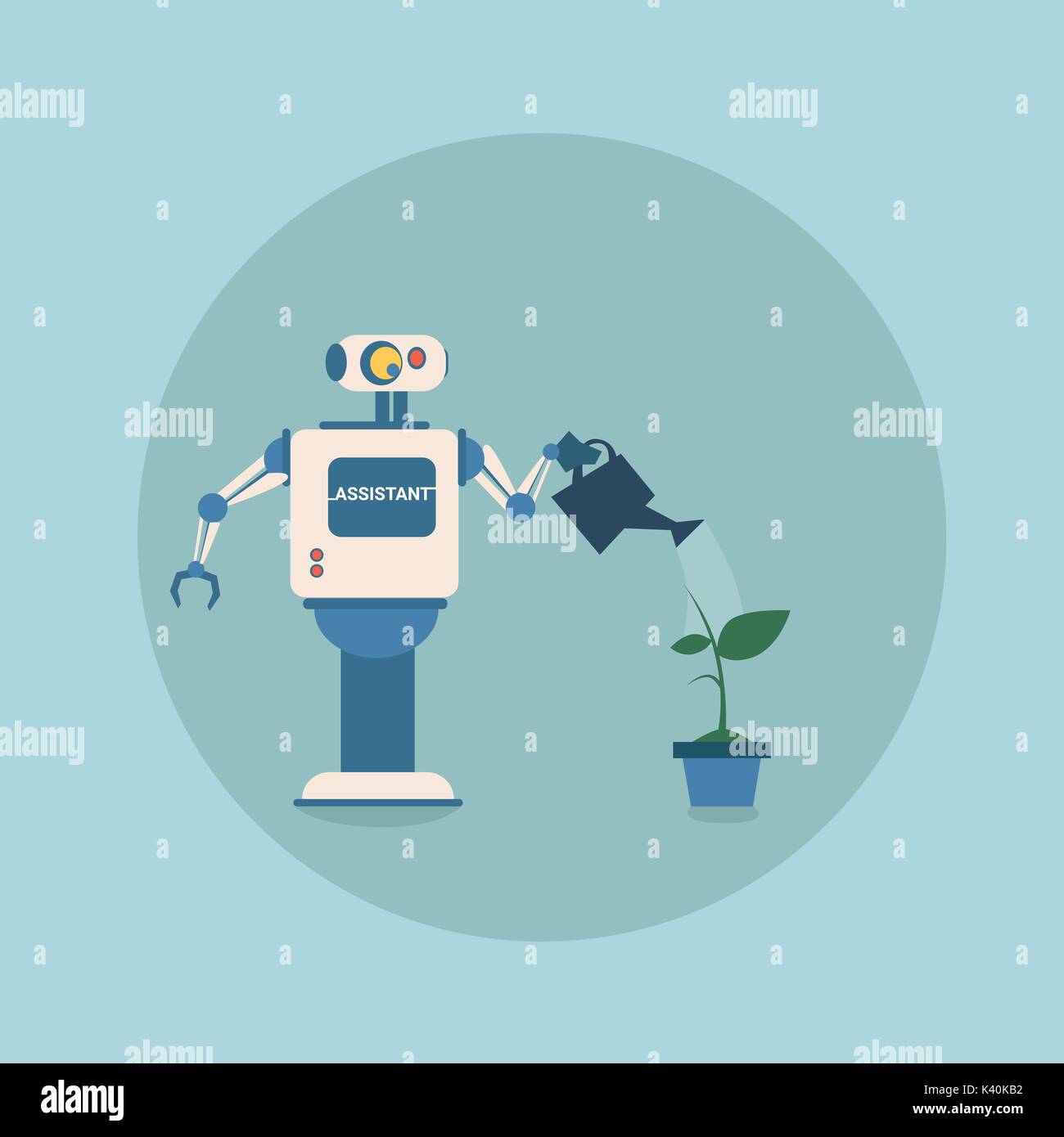 Modern Robot Watering Plant Futuristic Artificial Intelligence ...