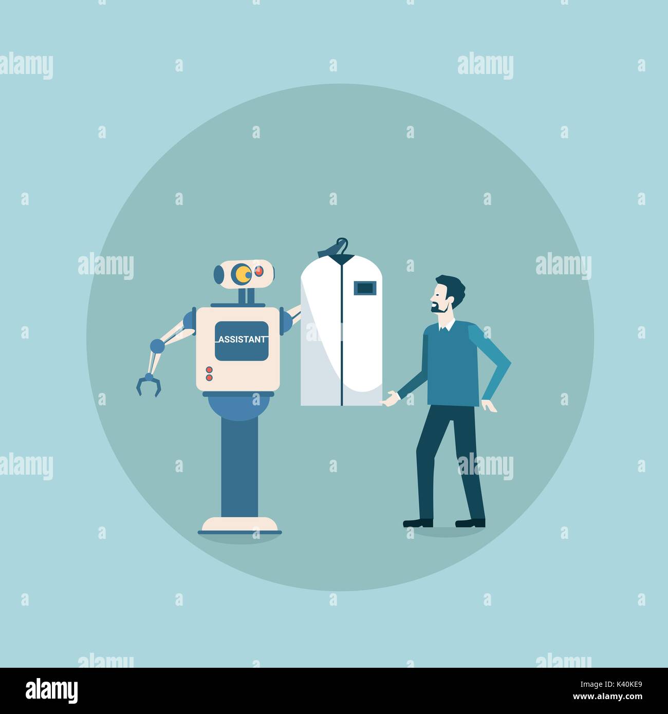 Modern Robot Giving Clothes To Man Futuristic Artificial Intelligence ...