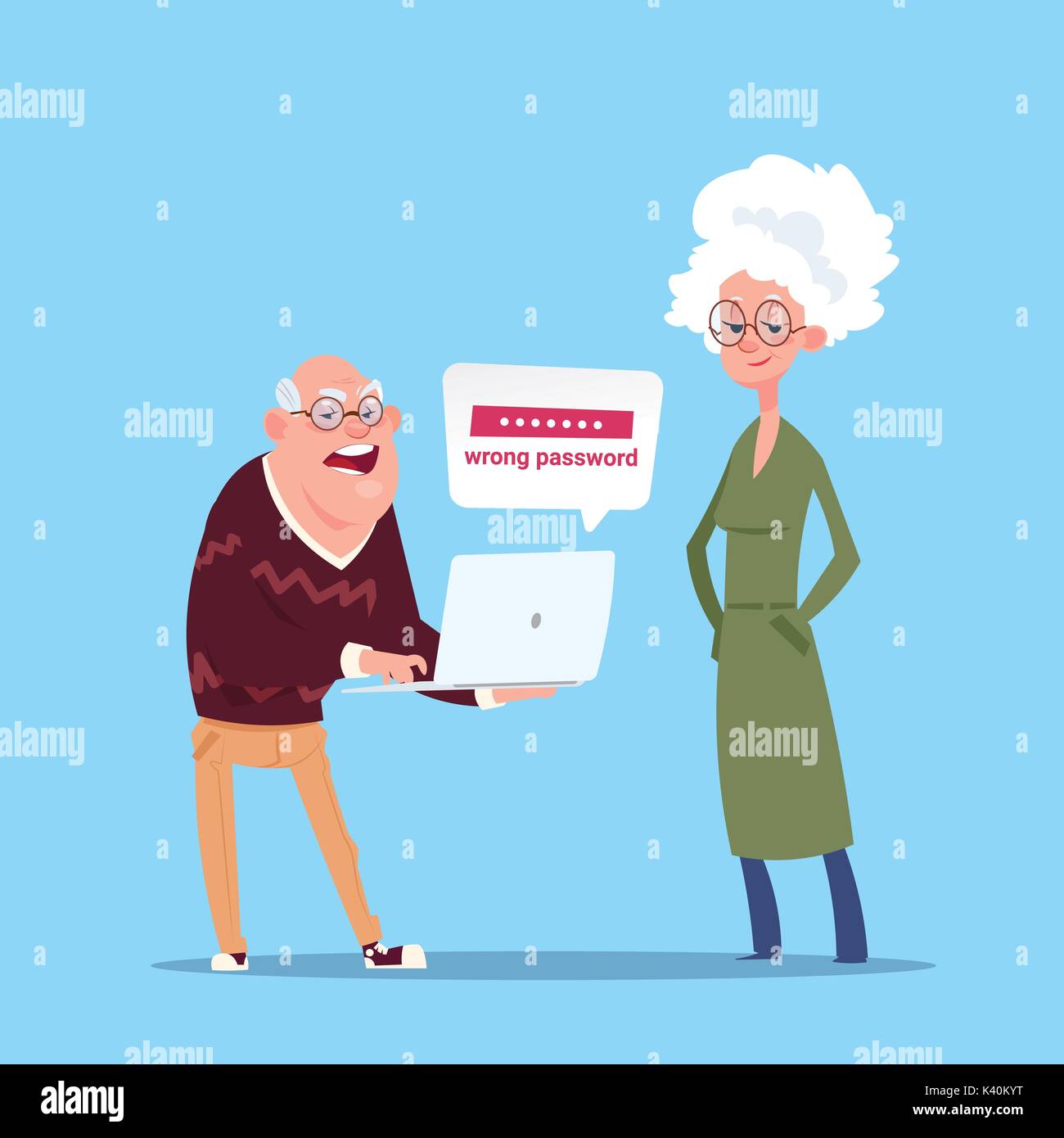 Senior computer old elder Stock Vector Images - Alamy