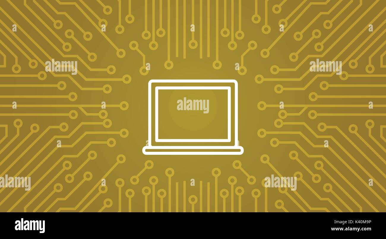 Laptop Computer Icon Over Computer Chip Moterboard Background Banner ...