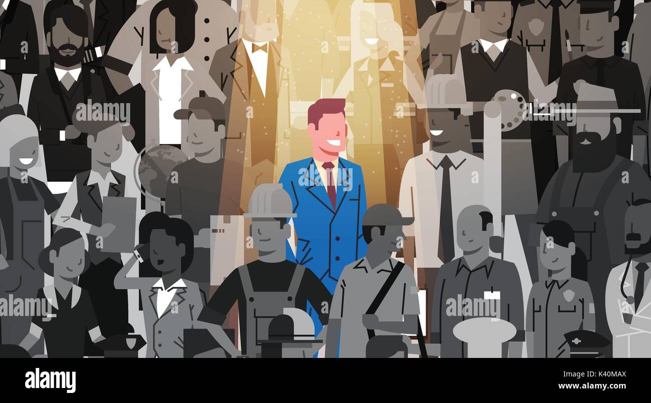 Businessman Leader Stand Out From Crowd Individual, Spotlight Hire ...