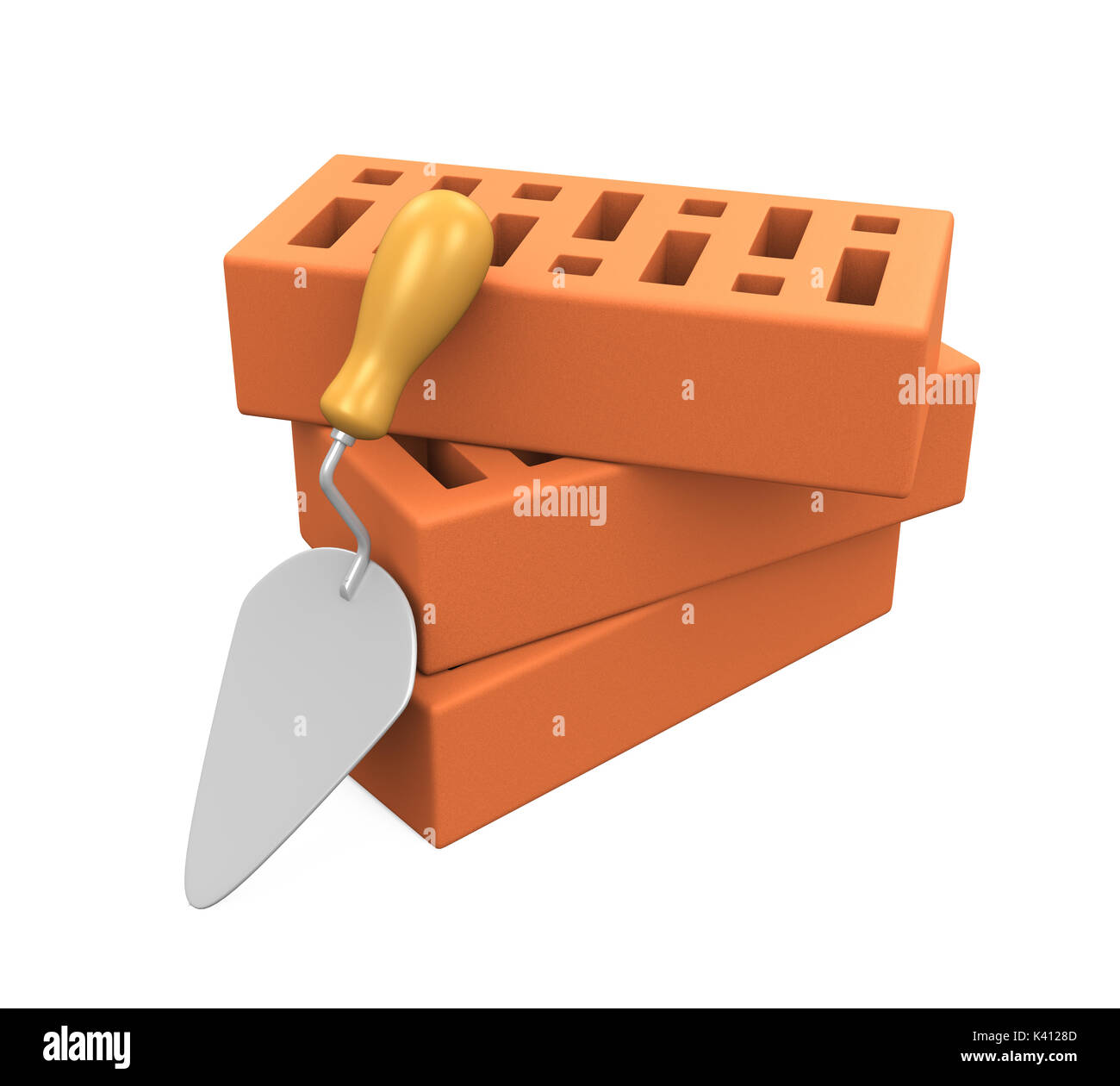 Bricks and Trowel Isolated Stock Photo - Alamy