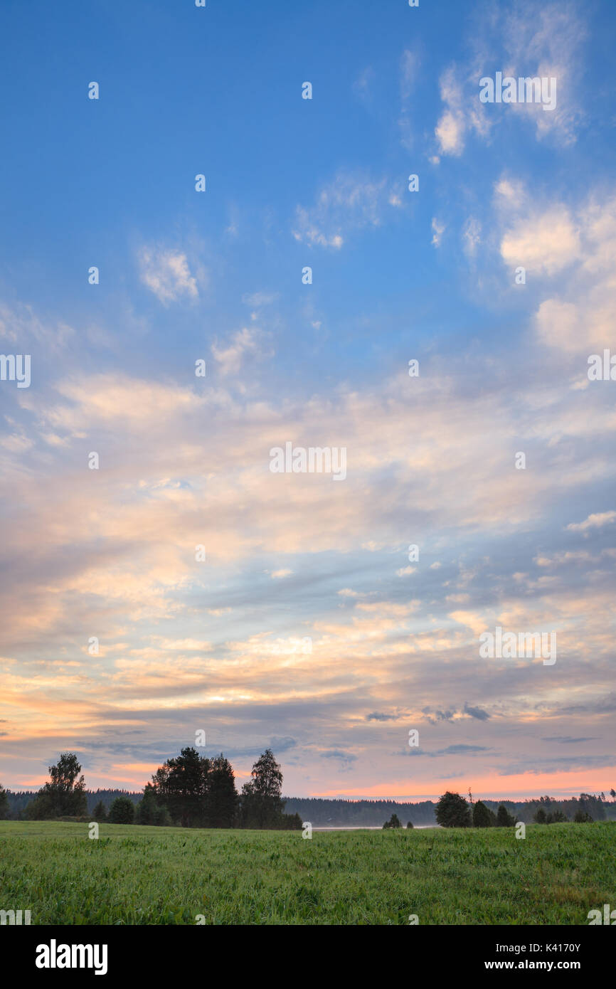 Sunrise summer morning at countryside field Stock Photo - Alamy
