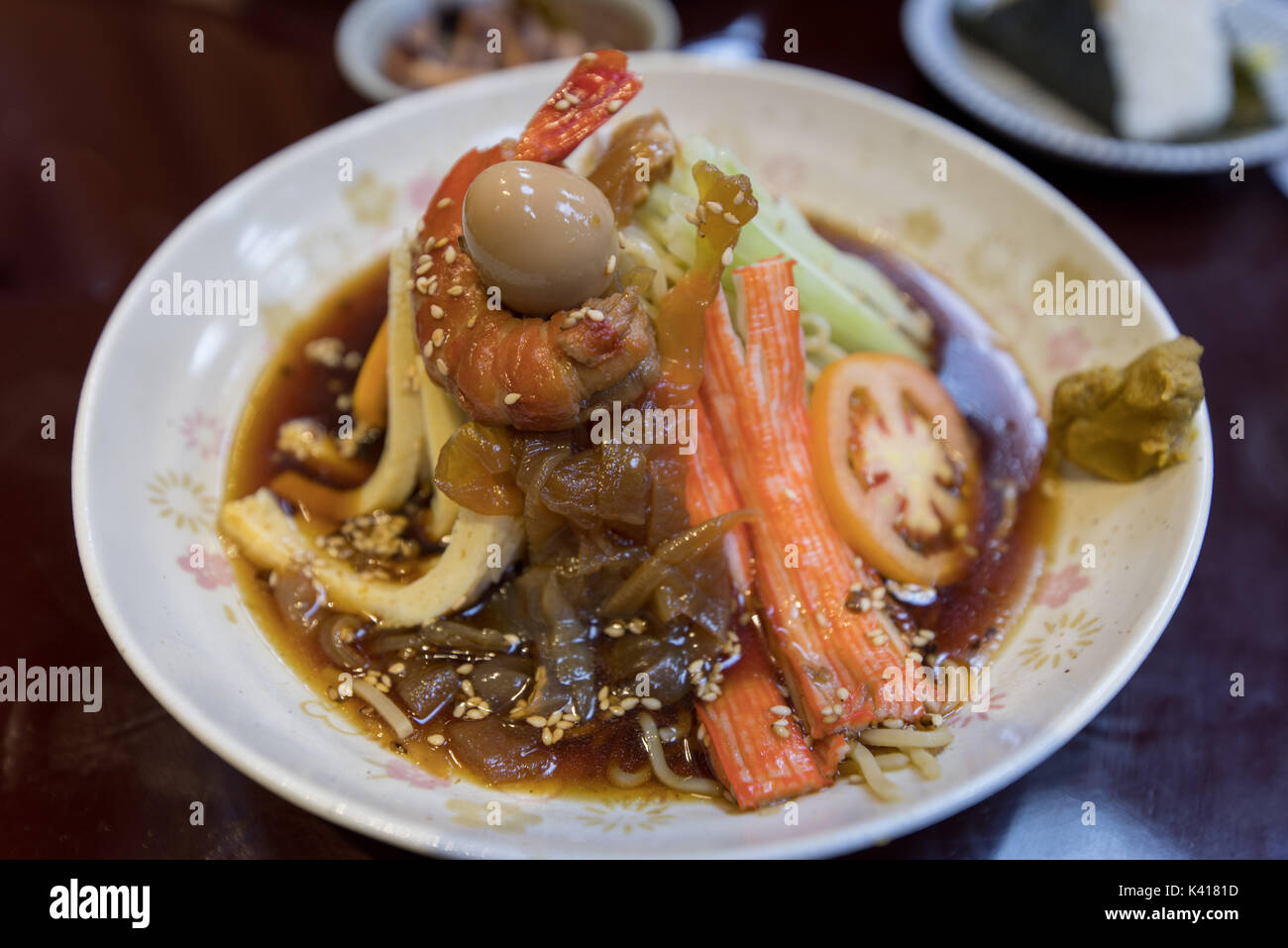 Japanese dish consisting of chilled ramen noodles Hiyashi Chuka Stock ...