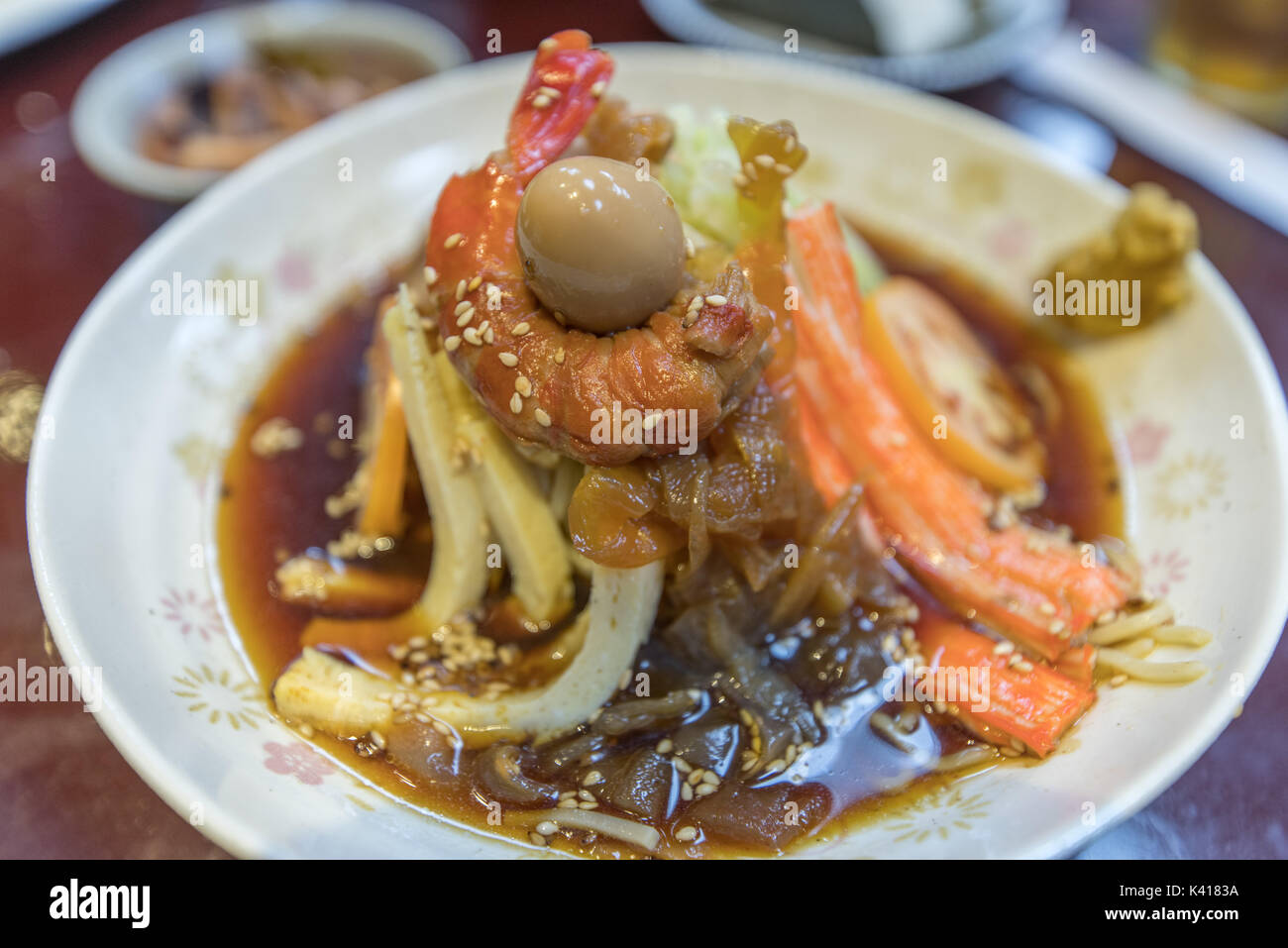 Japanese dish consisting of chilled ramen noodles Hiyashi Chuka Stock ...