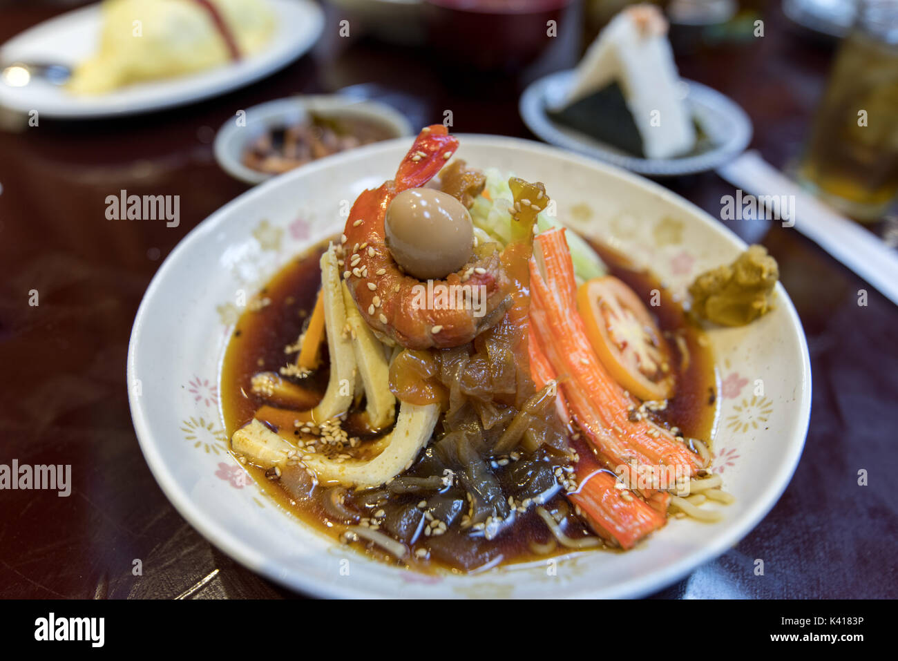 Japanese dish consisting of chilled ramen noodles Hiyashi Chuka Stock ...