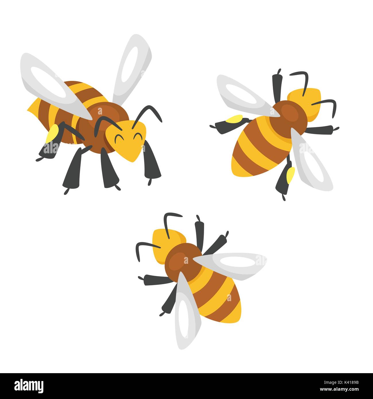 Vector cartoon style bees. Isolated on white background. Isolated on ...