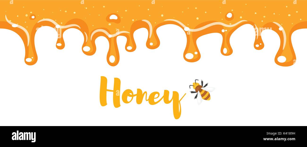 Vector Cartoon Style Seamless Repeatable Dripping Honey Isolated On