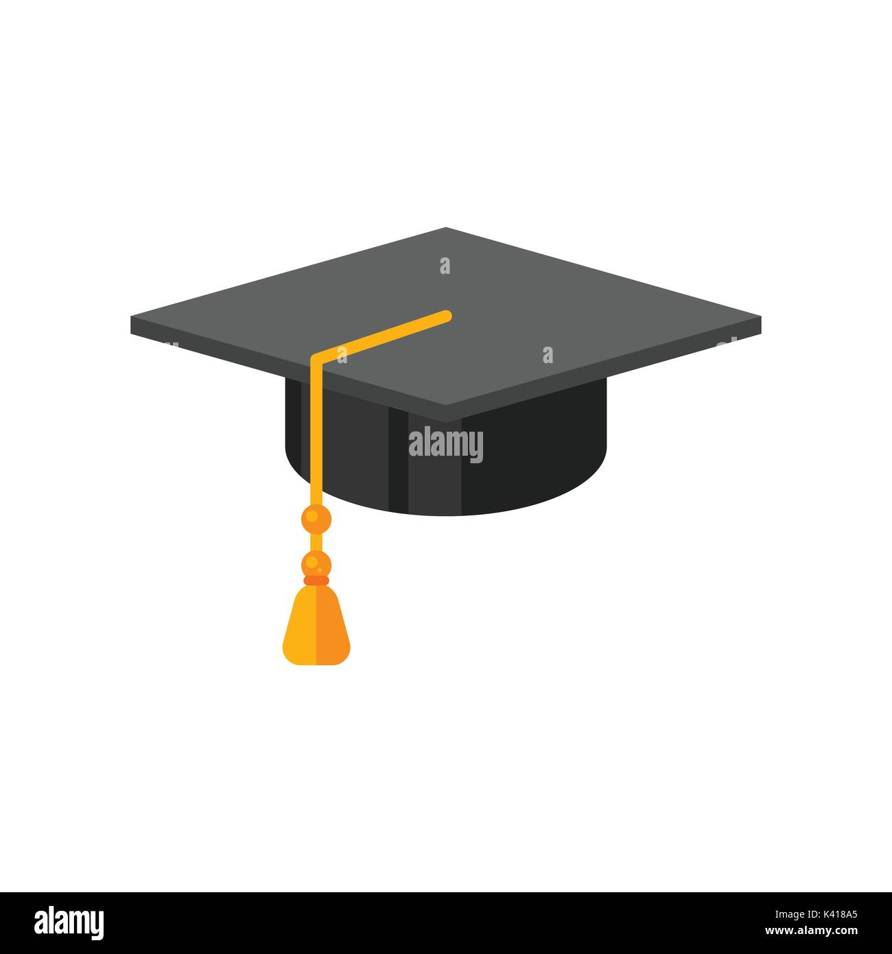 Vector flat style illustration of graduation cap. Icon for web. Isolated on white background ...