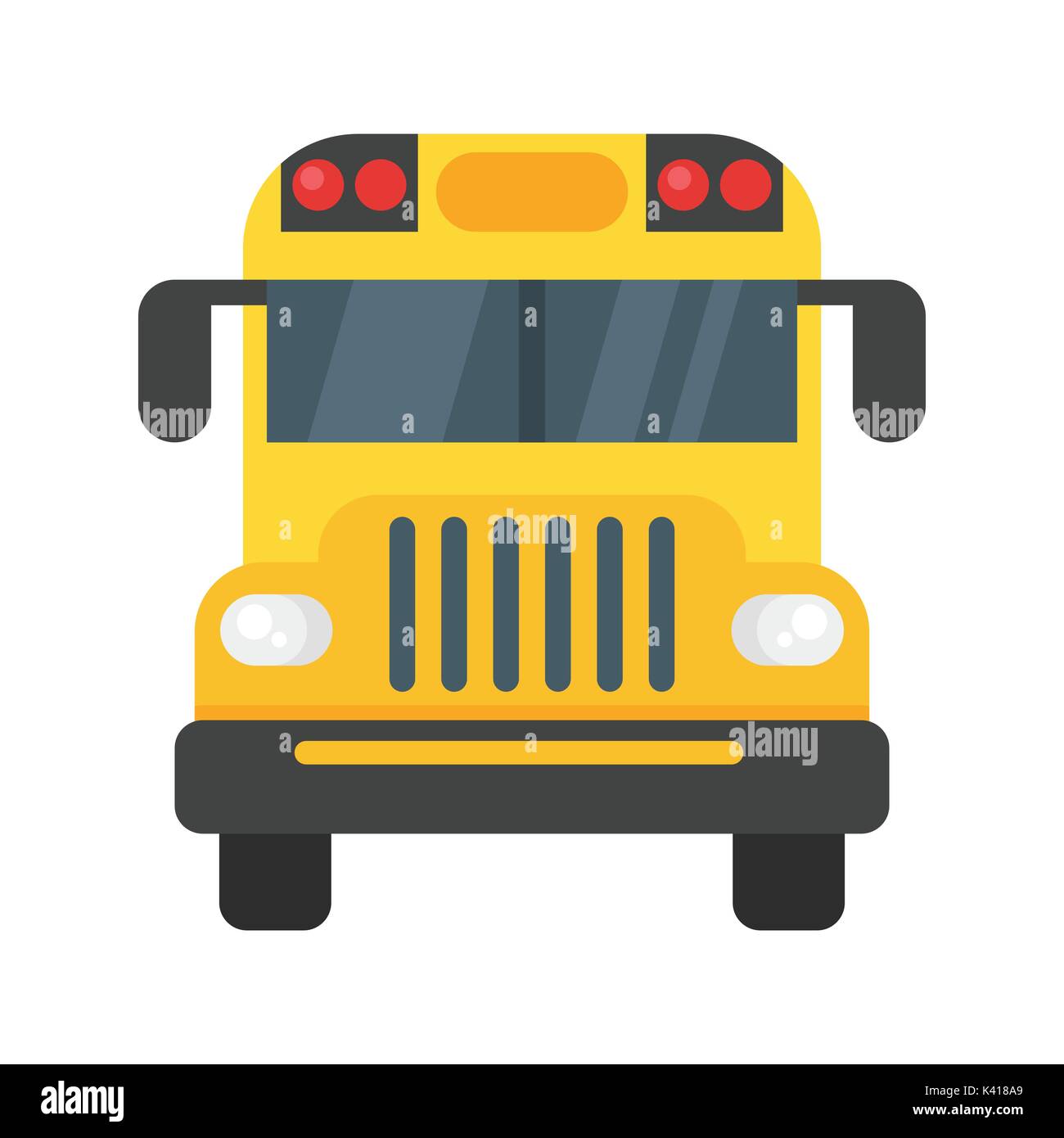 Vector flat style illustration of school bus front. Icon for web ...