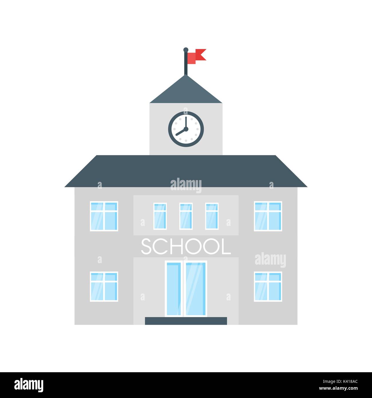 Vector flat style illustration of school building. Icon for web ...