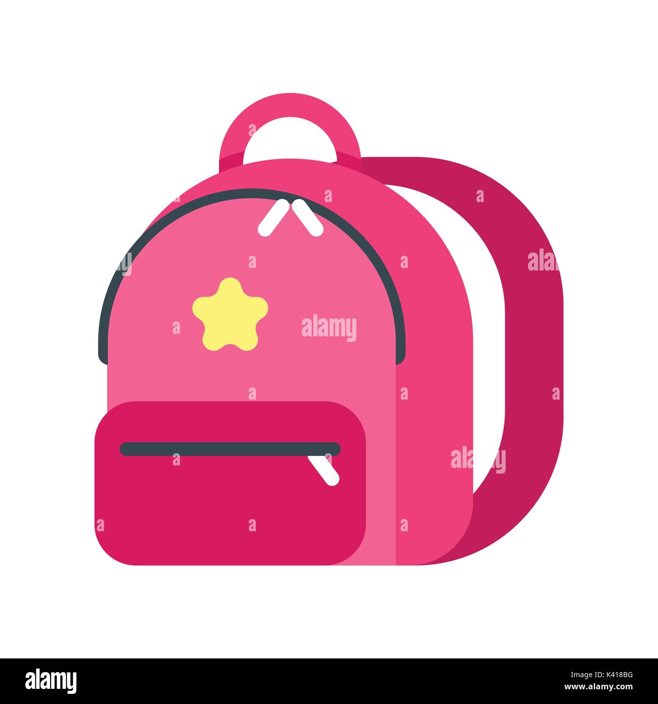 Vector flat style illustration of kid backpack. Icon for web. Isolated ...
