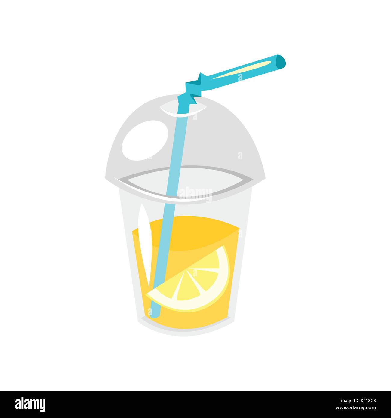 Vector cartoon style illustration of lemonade in plastic cup. Isolated ...