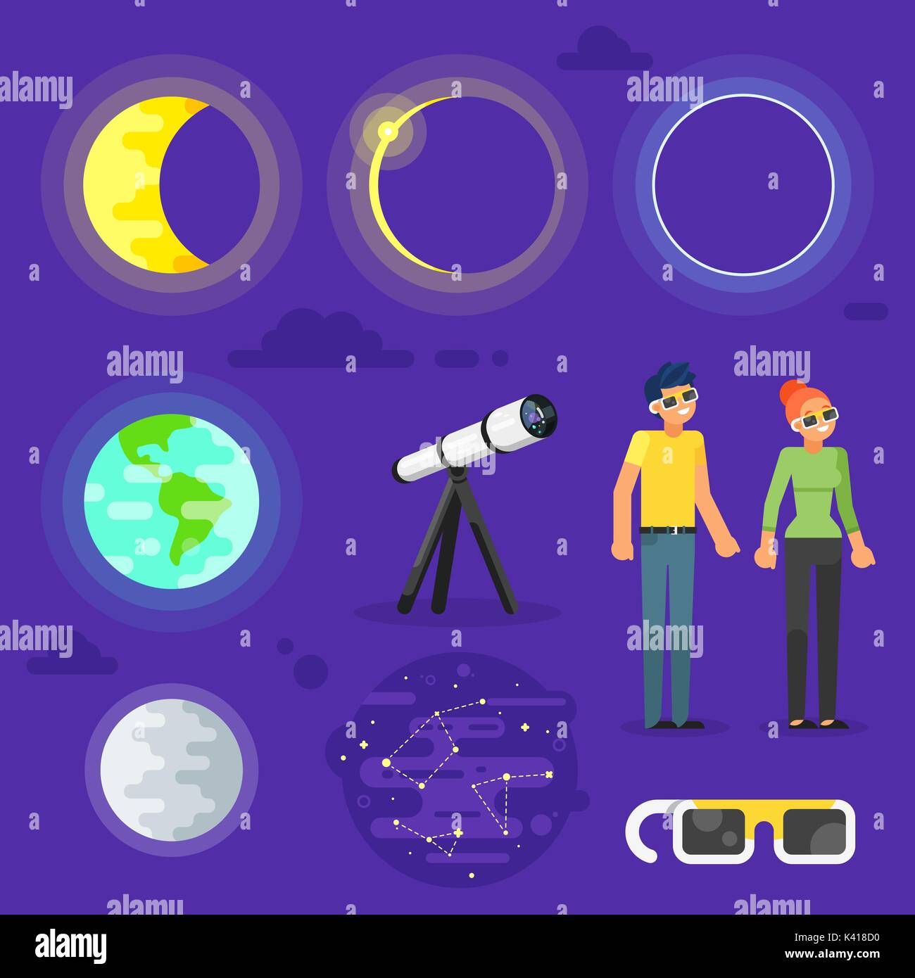 Total solar eclipse telescope Stock Vector Images - Alamy