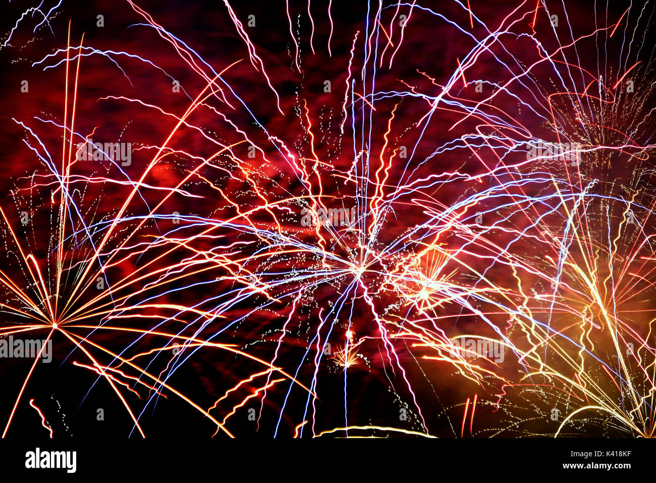 Celebration beautiful colorful fireworks. Holidays salute of various ...