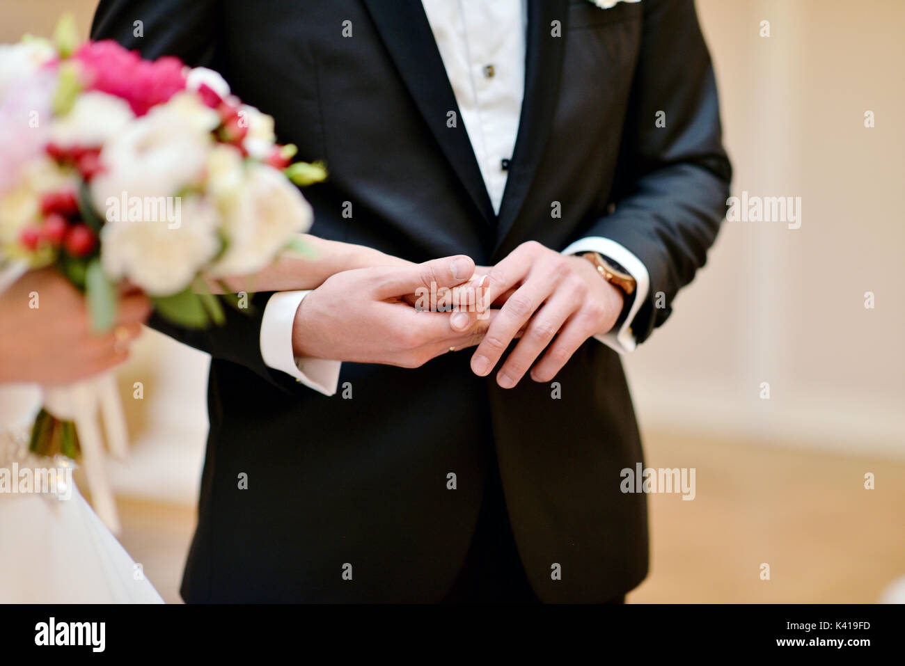 Close up woman hands put hi-res stock photography and images - Alamy