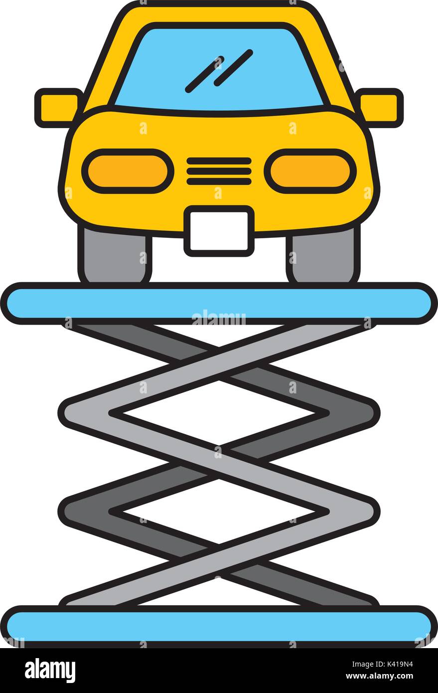 Cartoon Of Car On Lift