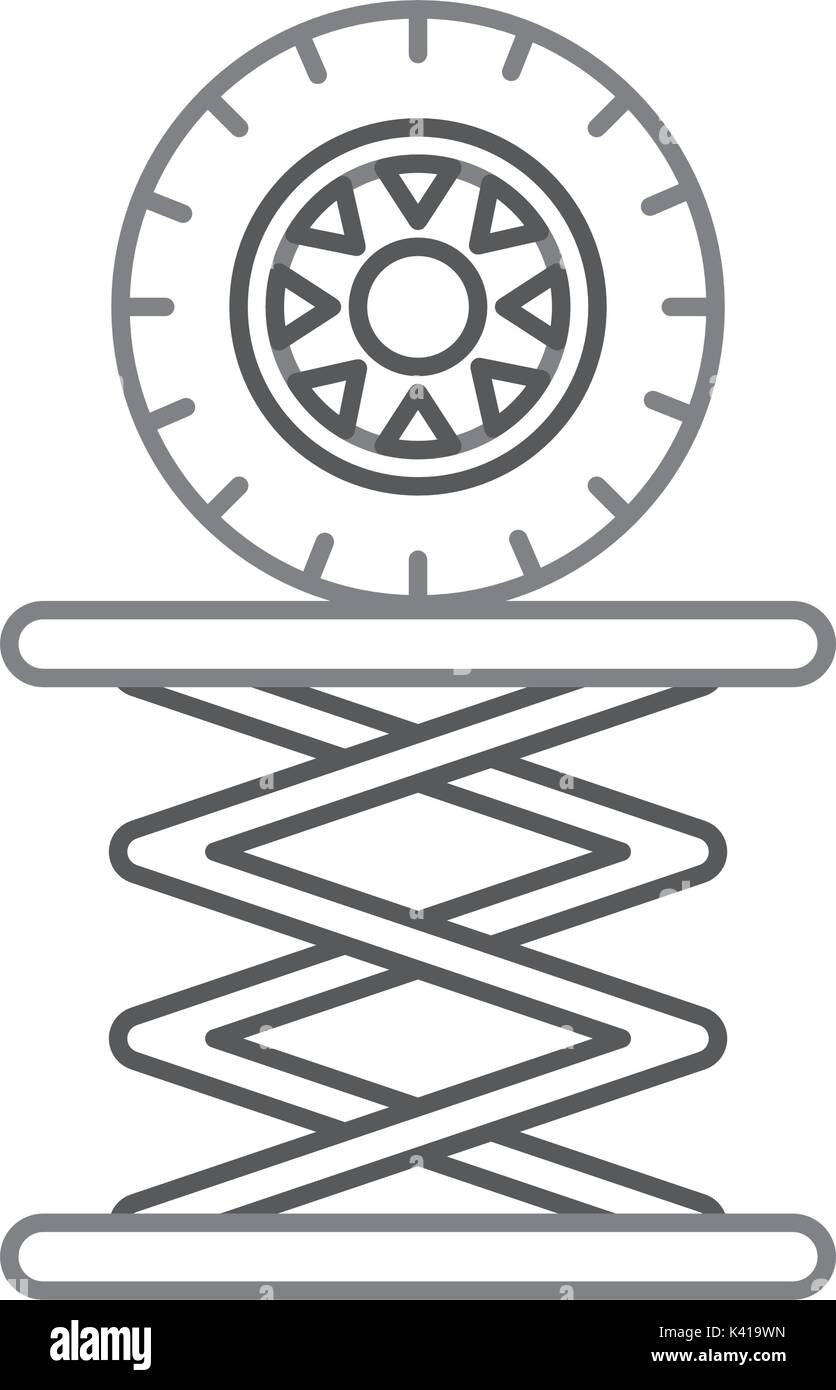 tire car in hydraulic platform mechanical engine Stock Vector Image ...