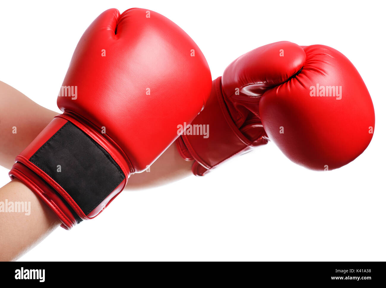isolated hands in red boxing gloves on white background Stock Photo - Alamy