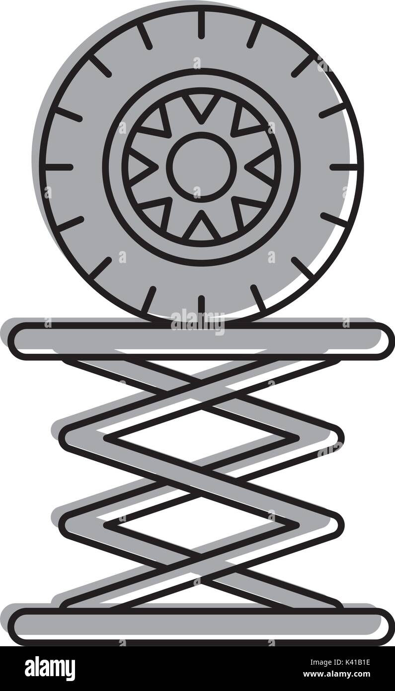 tire car in hydraulic platform mechanical engine Stock Vector Image ...